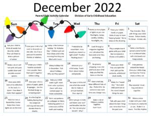 Parent-Child Activity Calendar - District 2 3K/Pre-K Centers