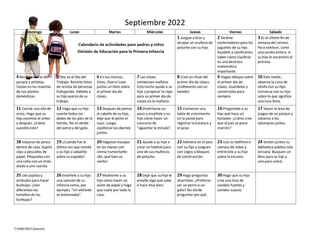 Parent-Child Activity Calendar – District 2 3K/Pre-K Centers Parent-Child Activity Calendar – District 2 3K/Pre-K Centers